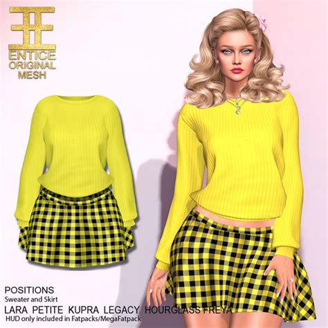 Second Life Marketplace Entice Positions Outfit Plaid Yellow