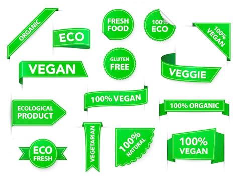 Insignias veganas eco etiquetas vegetarianas orgánicas etiquetas de
