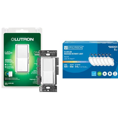 Shop Lutron Light Dimmer Switch And Utilitech Recessed Downlight At