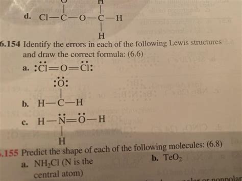 Solved H D C C C H H Identify The Errors In Each Chegg