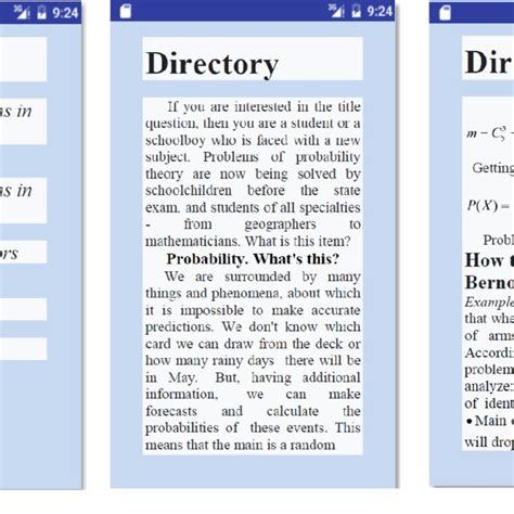 Examples Of Some Sections Of The Mobile Application Download