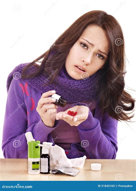 Girl Taking Pills Stock Image Image Of Female Medicine 21842165