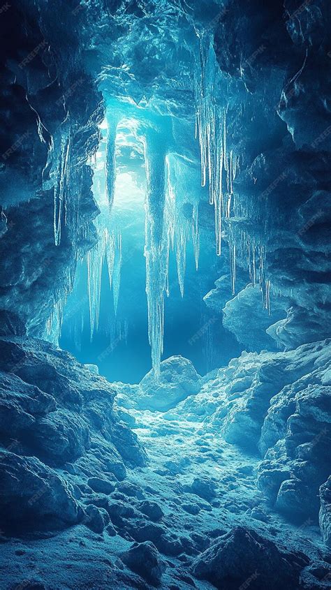 Underwater Ice Caverns A Surreal Scene Of Glacial Formations And Light