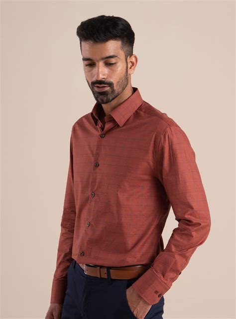 Andamen Red Terracotta Grid Shirt