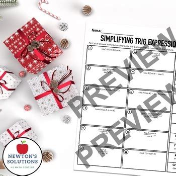 Simplifying Trigonometric Expressions Color By Number Christmas Activity