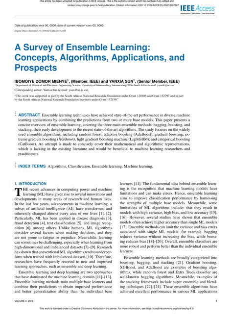 pdf a survey of ensemble learning concepts algorithms applications