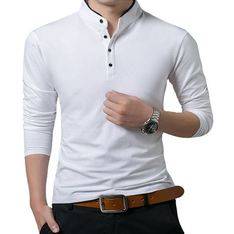 Haomeili Mens Casual Slim Fit Shirts Pure Color Shortandlong Sleeve Polo