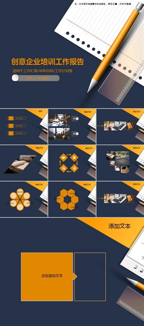 创意企业培训工作报告ppt模板