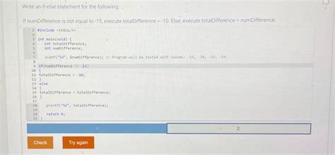 solved write an if else statement for the following if