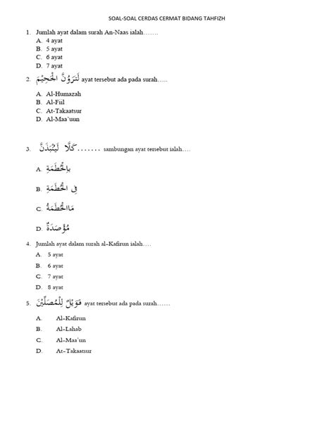 Soal Cerdas Cermat Tahfizh Pdf