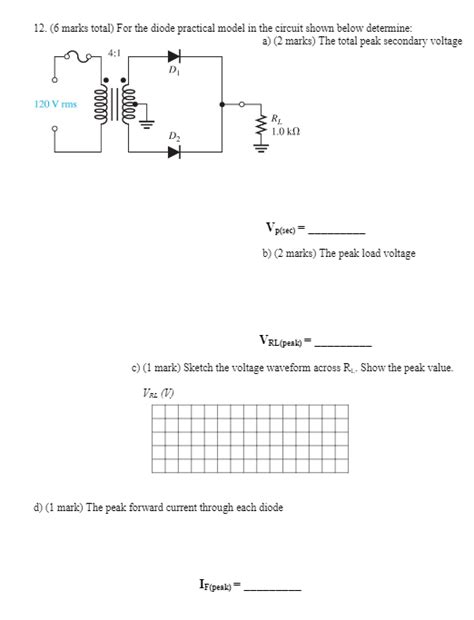 Solved 12 6 Marks Total For The Diode Practical Model In