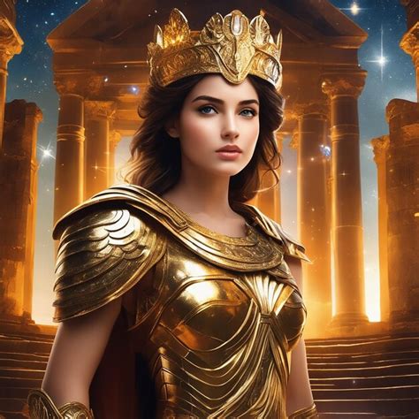 Premium Ai Image Cosmic Style Galaxy Girl In Golden Armor