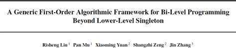 8 A Generic First Order Algorithmic Framework For Bi Level Programming