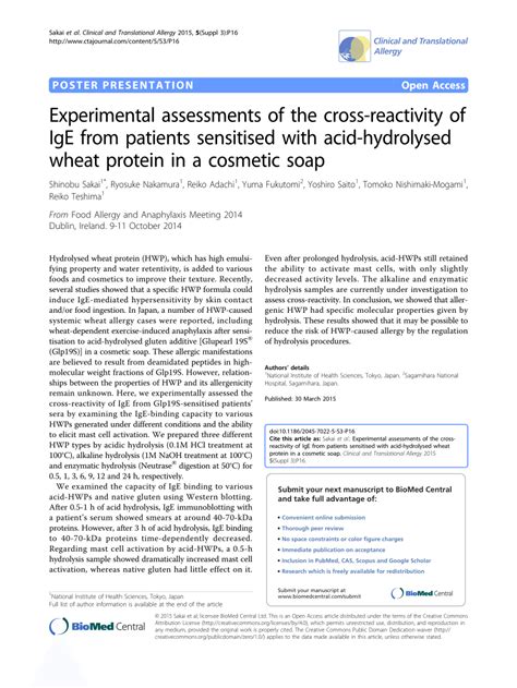 Pdf Experimental Assessments Of The Cross Reactivity Of Ige From