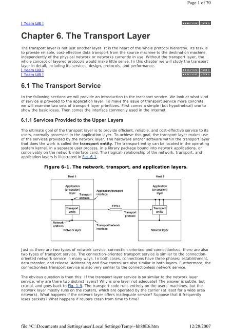 Chapter 6 The Transport Layer Cs Course Webpages