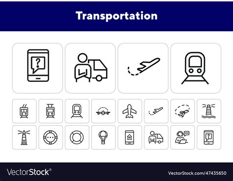 Transportation Line Icon Set Royalty Free Vector Image