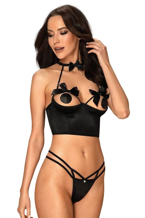 Sexy Open Underwire Cups Bustier Set Black Sassymanianl Sassymania Ifc