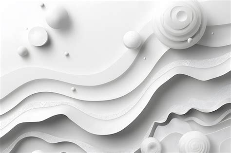 Abstract White Waves And Spheres In A Minimalist Design Premium Ai