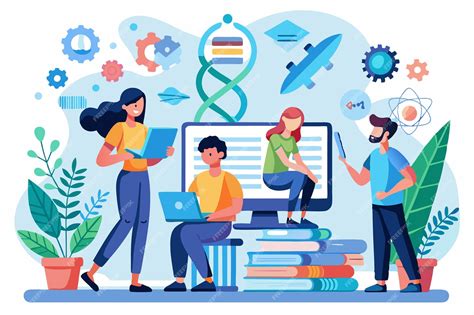 Premium Vector Students Using Ai Algorithms To Analyze Genetic Data
