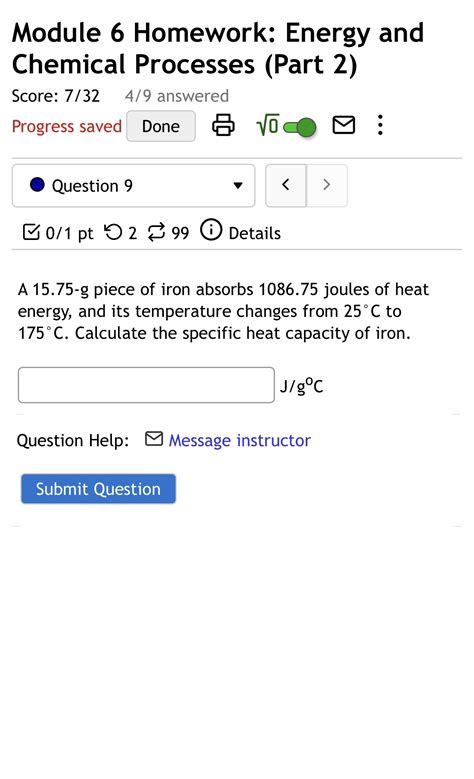 Solved Module 6 Homework Energy And Chemical Processes Chegg