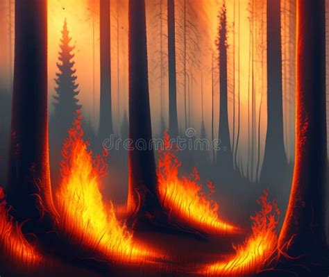 Forest In Fire Generative Ai Illustration Stock Illustration