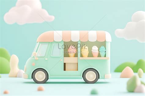 장난감 아이스크림 트럭 일러스트 무료 다운로드 Lovepik