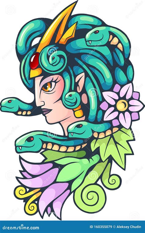 古希腊神话人物梅杜莎·戈贡插图 向量例证 插画 包括有 图标 幻想 设计 附庸风雅 头发 妖怪 160355079