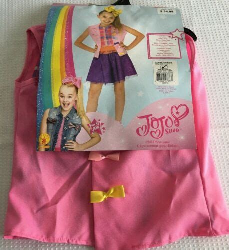 Jojo Siwa Halloween Costume New Sz L 12 To 14 Girls Vest Top Skirt Bow