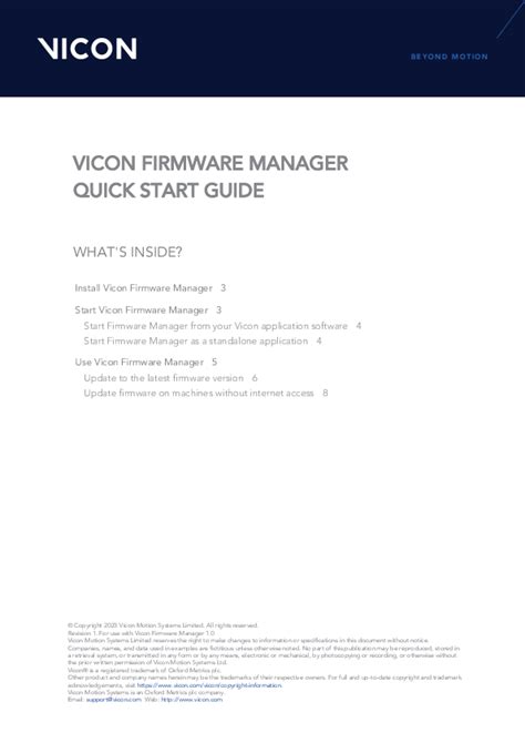 Vicon Firmware Manager Quick Start Guide For Motion Capture Systems