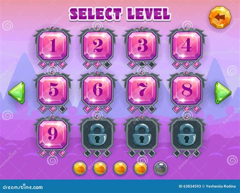 Level Selection Screen Game Ui Set On The Halloween Background Vector