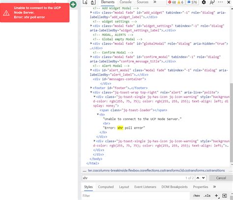 Unable To Connect To The Ucp Node Server Error Xhr Poll Error