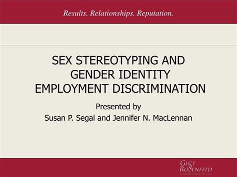 Ppt Sex Stereotyping And Gender Identity Employment Discrimination Powerpoint Presentation
