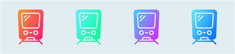 Train Solid Icon In Gradient Colors Subway Signs Vector Illustration