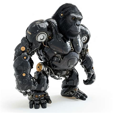 Magnificent Robotic Gorilla Isolated On White Background Premium Ai