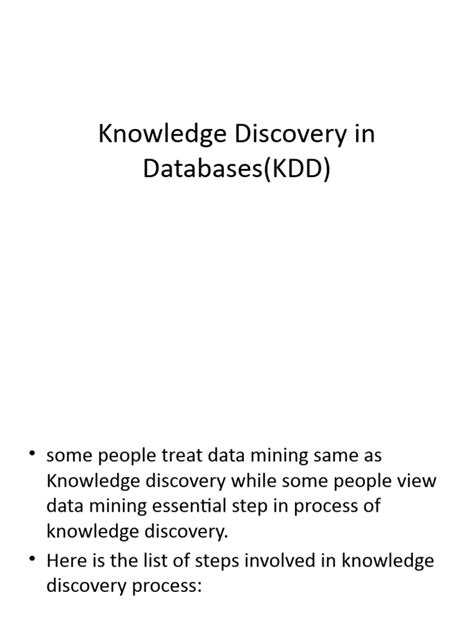Knowledge Discovery In Databases Kdd Lect 4 Pdf Data Warehouse