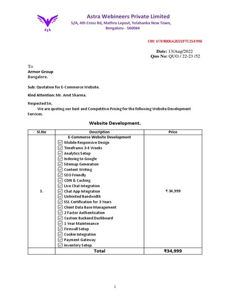 E Commerce Quotation Pdf Computer Networking Telecommunications