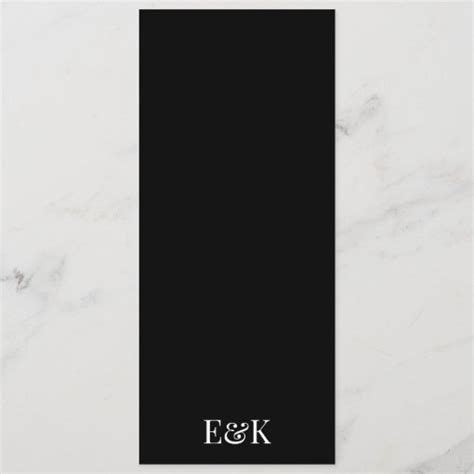 Modern Elegant Monogram Black White Wedding Menu Zazzle