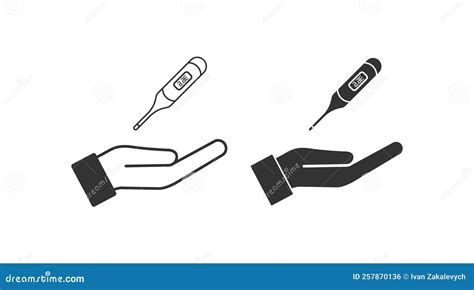 Pictogram Open Palm En Thermometer Symbool Voor Hand En Medische