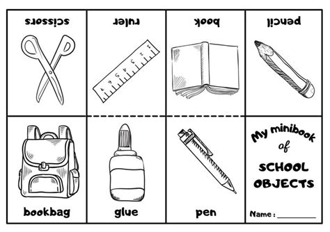 Classroom Objects Mini Coloring Book Mini Books Free