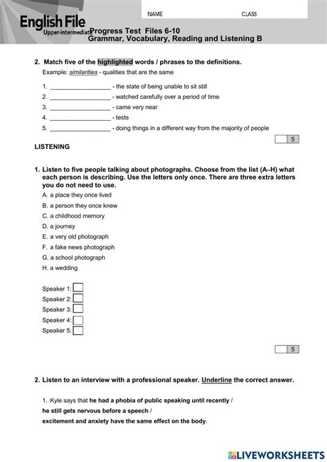 final test ui ef online exercise for live worksheets