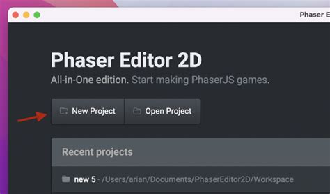 Create Your First Project Phaser Editor D Help