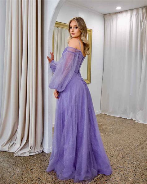 Savannah Off Shoulder Corset Gown Purple