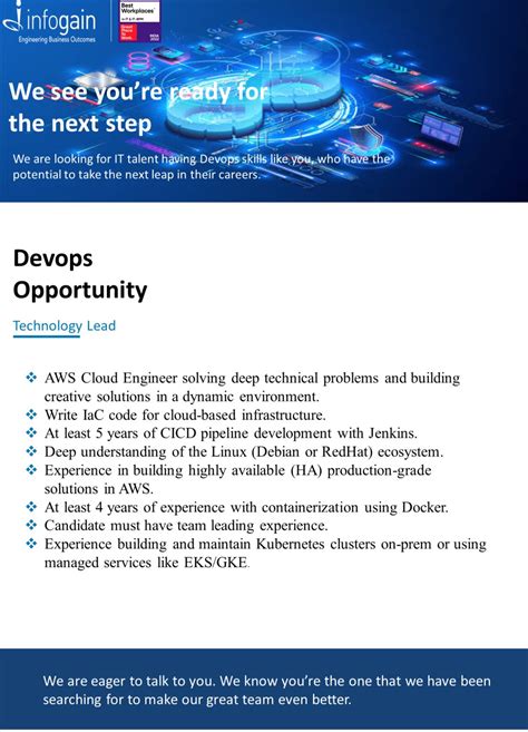Namitha G S On Linkedin Infogain Is Hiring Devops Leads 📢 Please Go