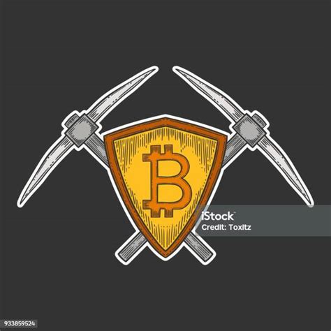 Bitcoin 스톡 벡터 이미지 디지털 통화 Cryptocurrency 돈을 도끼 Bitcoin 기호를 선택 합니다 낙서 및