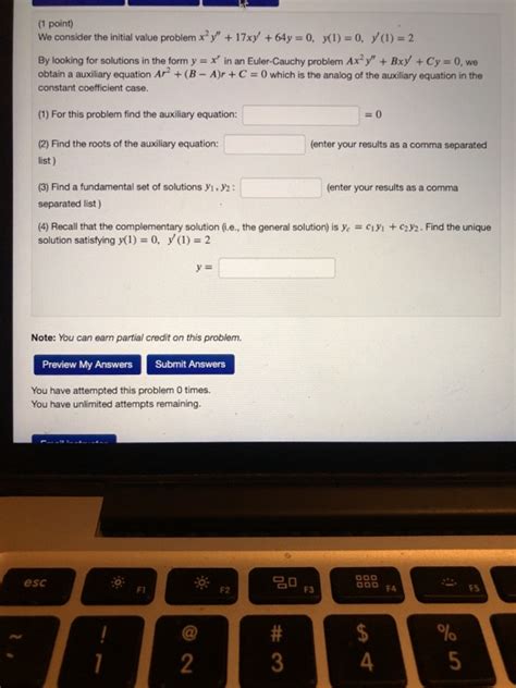 solved 1 point we consider the initial value problem xy