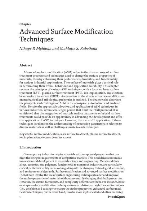 Pdf Advanced Surface Modification Techniques