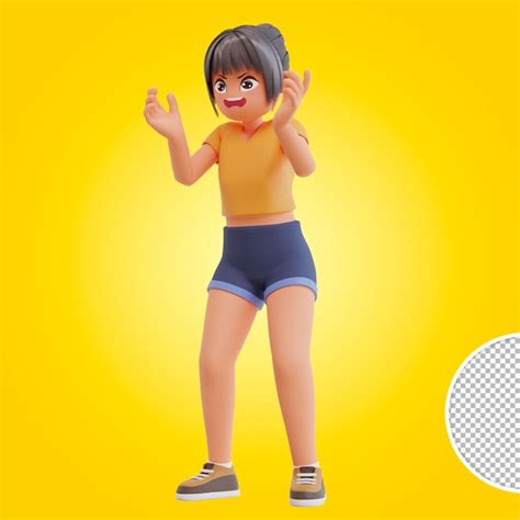 Premium Psd Sexy Girls Expressing Negative Emotions Displeased 3d Cartoon Illustration