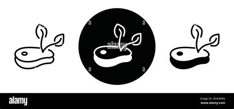Artificial Vegan Meat Icon Black Line Art Vector In Black And White