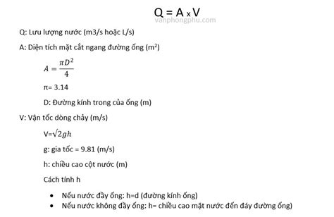 Công thức tính lưu lượng nước theo áp suất Hướng dẫn chi tiết và ứng