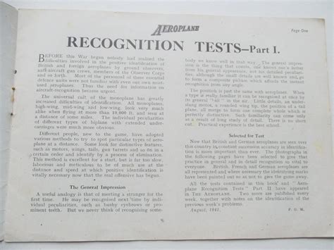 WW2 AEROPLANE RECOGNITION TESTS BOOKLETS PART 1 2 3 4 5 DBG Militaria
